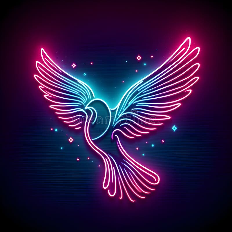 A Neon-lit Running Bird Flying Stock Illustration - Illustration of ...
