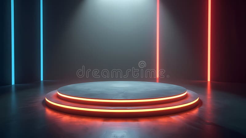 Neon-Lit Stage with Smooth Surface and Dynamic Effects Stock ...