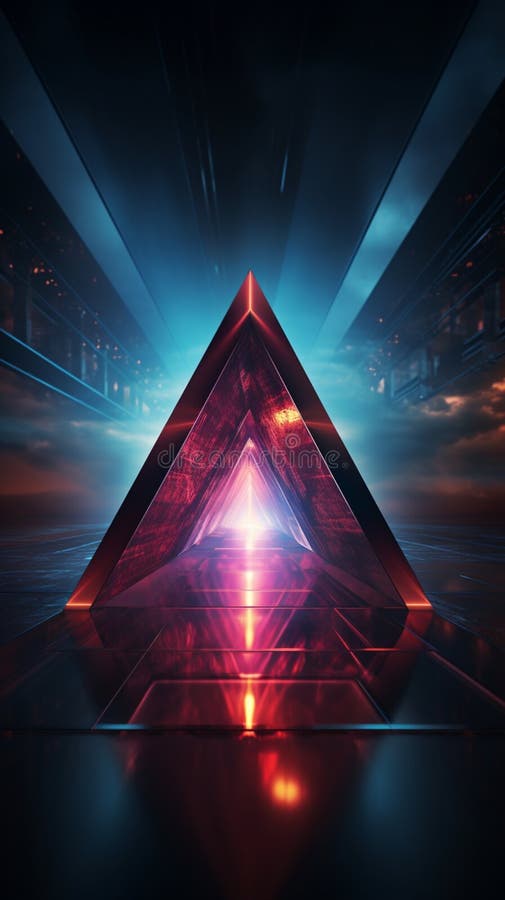 Neon Lit Triangular Form Creates Mesmerizing Backdrop Amplifying Visual ...