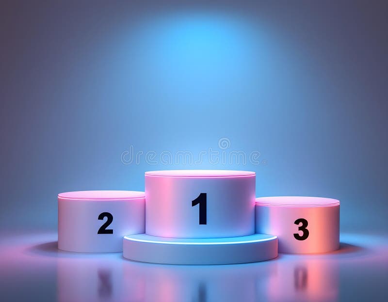 Neon Lit Winners Podium: First, Second, Third Place Awards Ceremony ...