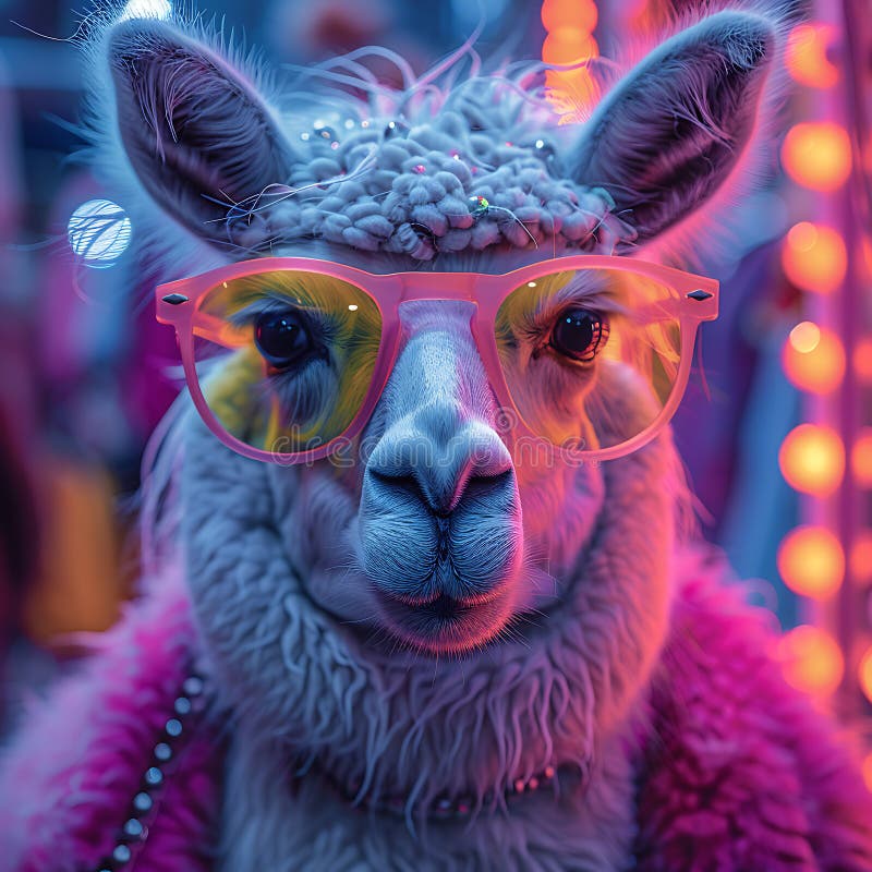 Neon Llama: Surreal Expression of Reality Stock Illustration ...