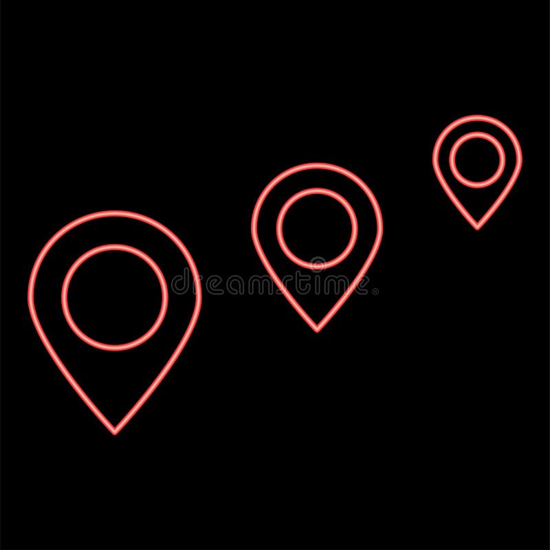 Neon Location Way Red Color Vector Illustration Image Flat Style Stock ...