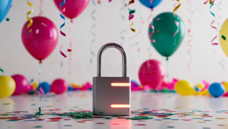 Neon Lock Concept in Colorful Celebration Scene. Stock Photo - Image of ...