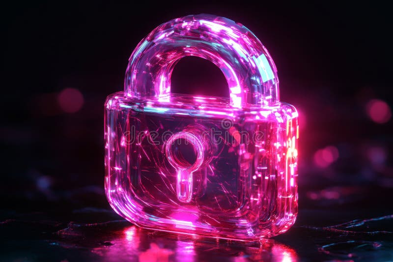 A Neon Lock Icon in Vivid Colors, Signifying Protection and Security in ...