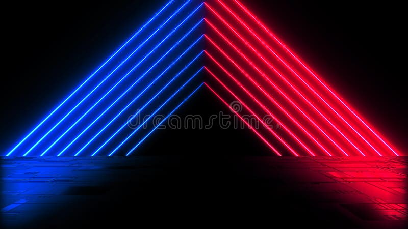 Neon Loop Animation. Wet Asphalt, Night View. Neon Reflection on the ...