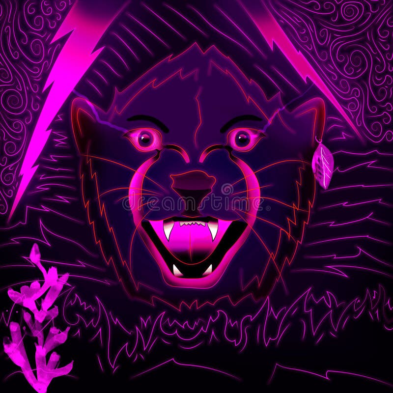 Neon lynx stock illustration. Illustration of purple - 244884194