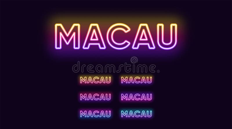 Neon Macau Name, City in China. Neon Text of Macau City Stock Vector ...