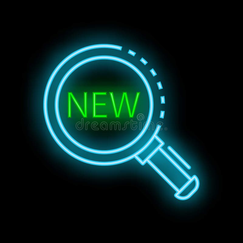 Neon Magnifying Glass Searching for New Things Stock Vector ...