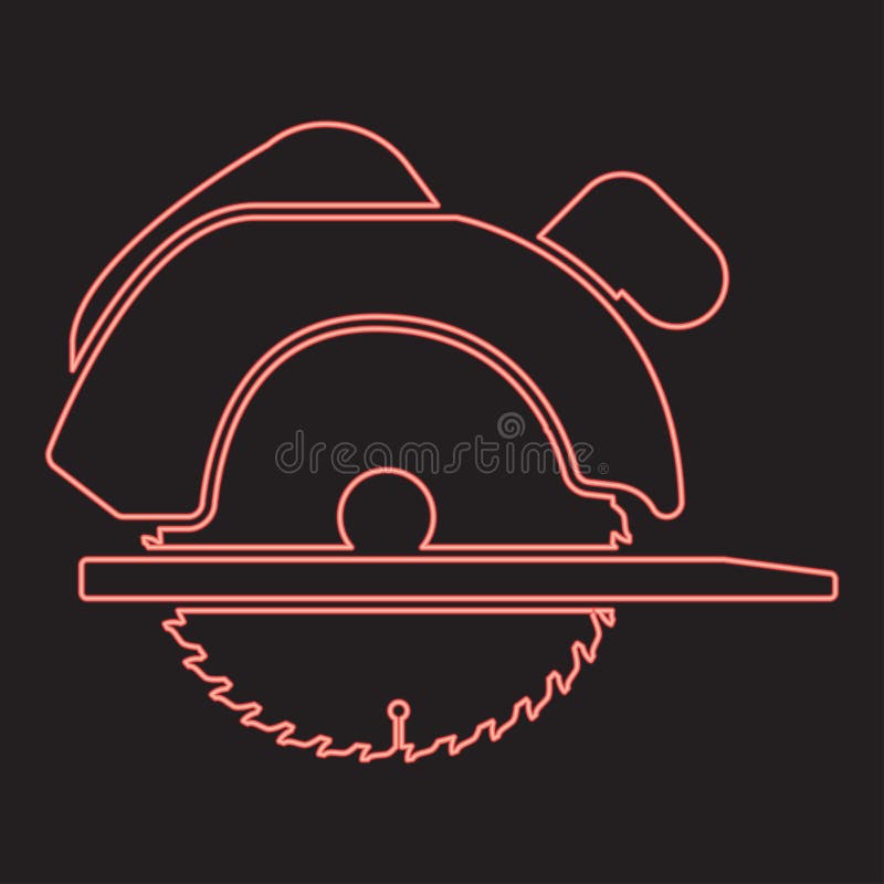 Neon Manual Circular Saw Red Color Vector Illustration Image Flat Style ...