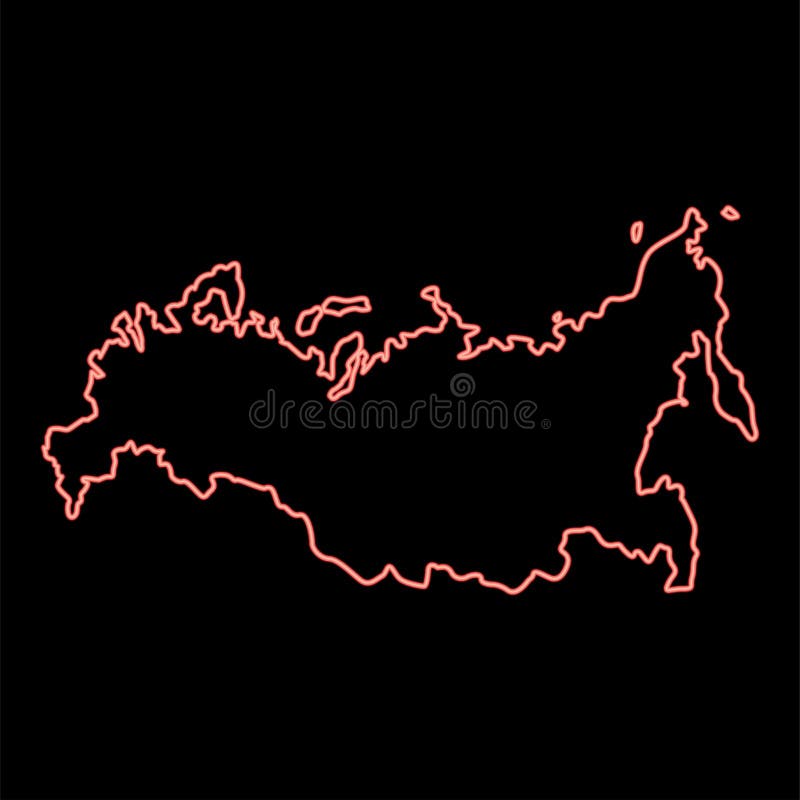 Neon Map of Russian Red Color Vector Illustration Image Flat Style ...