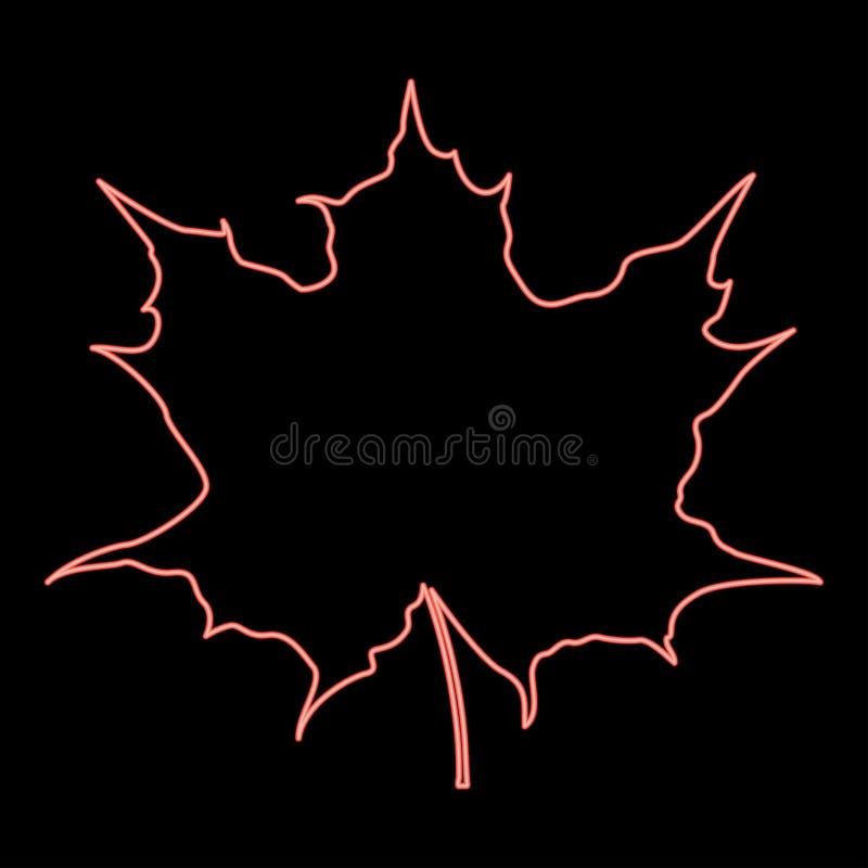 Neon Maple Leaf Silhouette Icon Red Color Vector Illustration Image ...