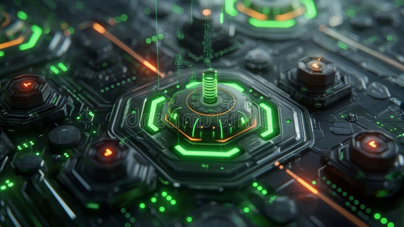 Neon Matrix: a Vision of Future Tech with Hexagonal Elevations Stock ...