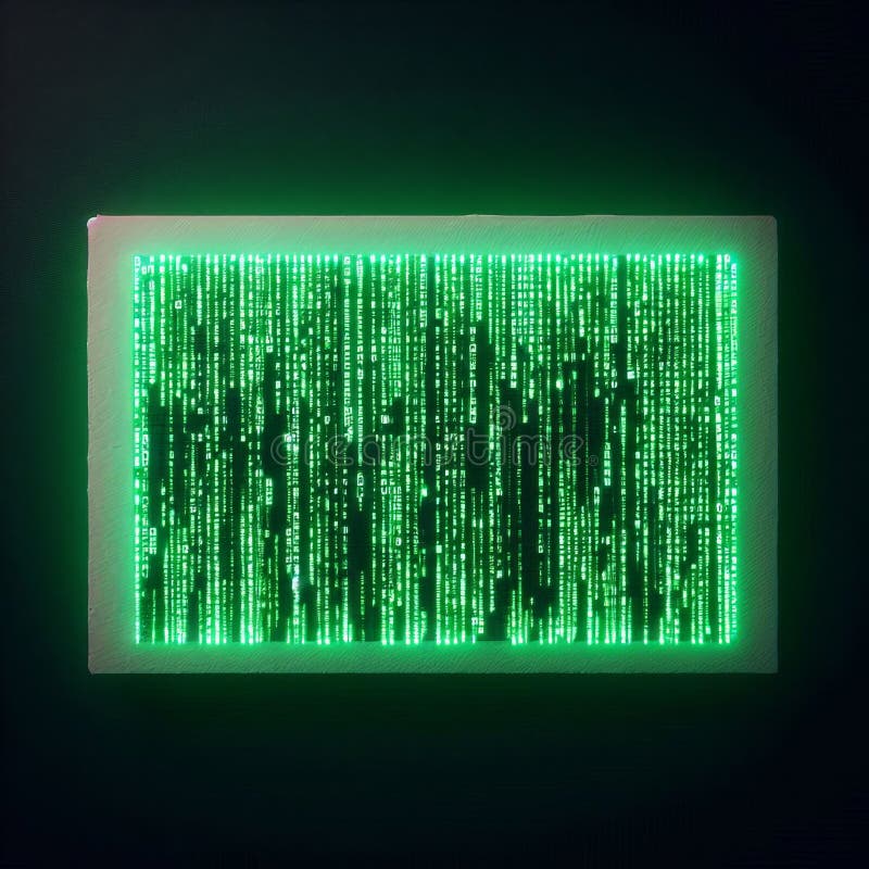 Neon Matrix White Paper with a Neon Green Matrix Code Overlay Gl Stock ...