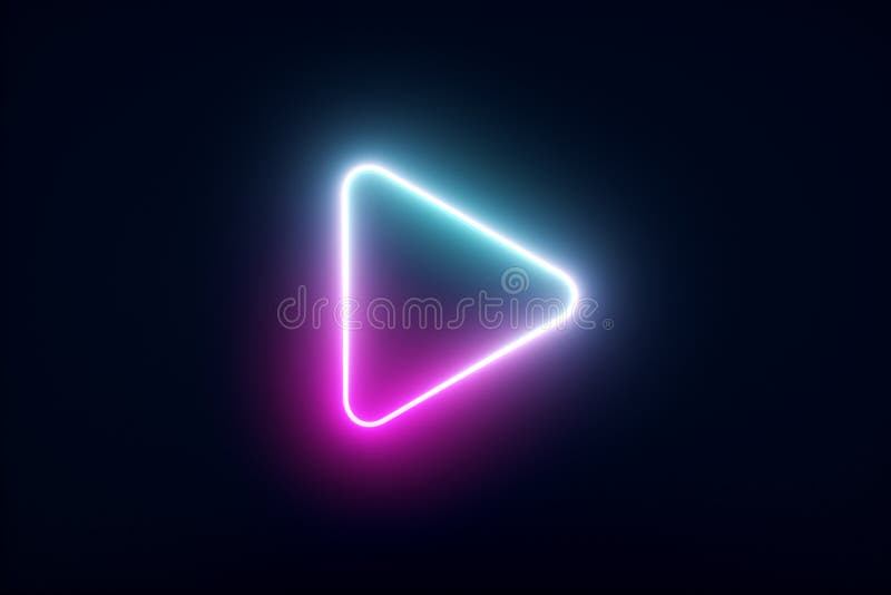 Neon media player button stock illustration. Illustration of rendering ...