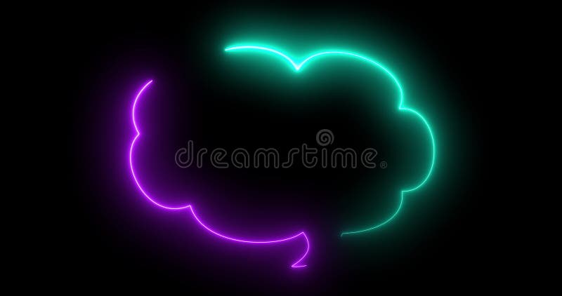 Neon Message Cloud Shape Text Box Animation in Black 4K. Stock Footage ...