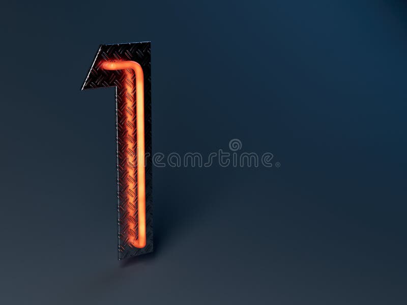 Neon Number One Sign on a Face Brick Wall Stock Illustration ...