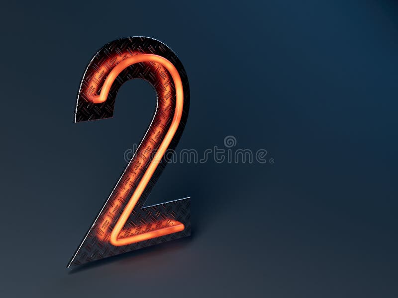Neon and Metal Number Two stock illustration. Illustration of design ...