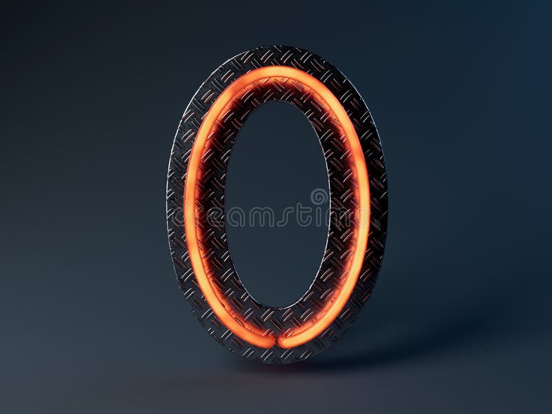 Neon and Metal Number Zero stock illustration. Illustration of ...