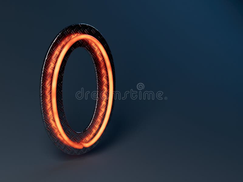 Neon and Metal Number Zero stock illustration. Illustration of signage ...