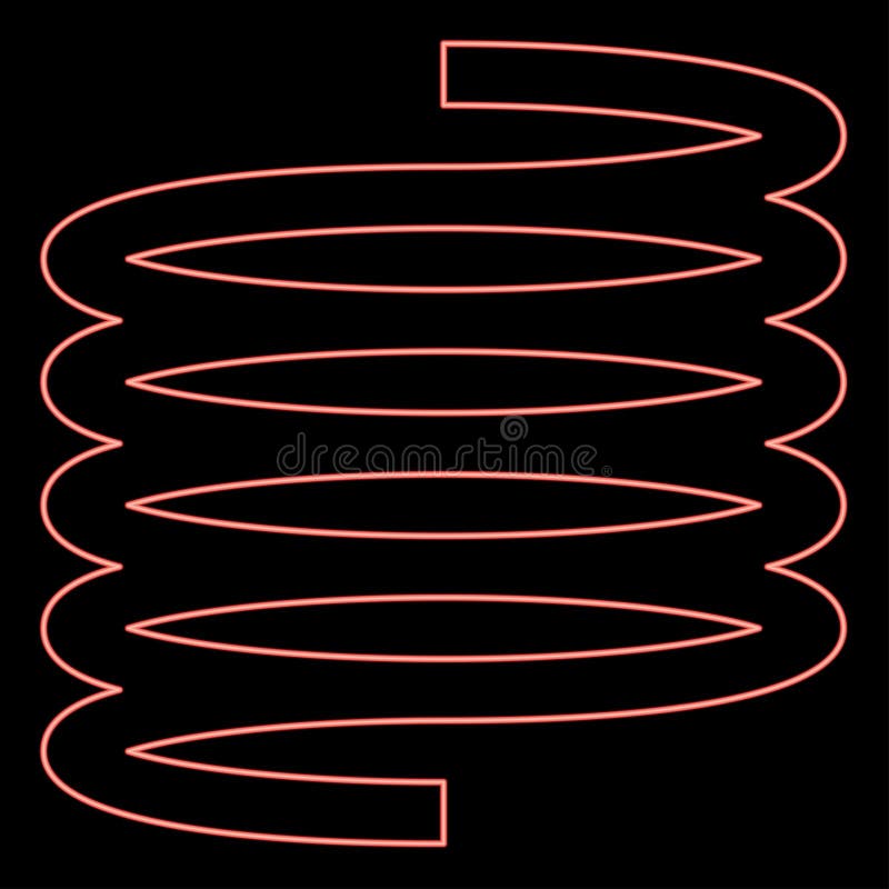 Neon Metal Spring Flexible Red Color Vector Illustration Image Flat ...