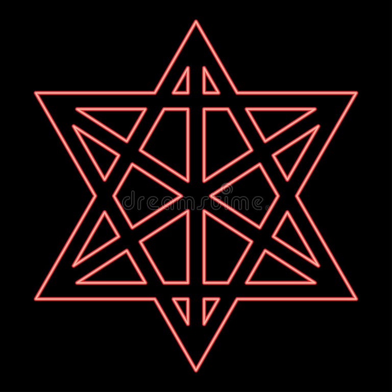 Neon Metatron Cube Sacred Geometry Red Color Vector Illustration Image ...