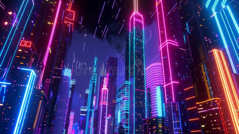 Neon Metaverse City 3d Render with Studio Lighting, Bright Colors from ...