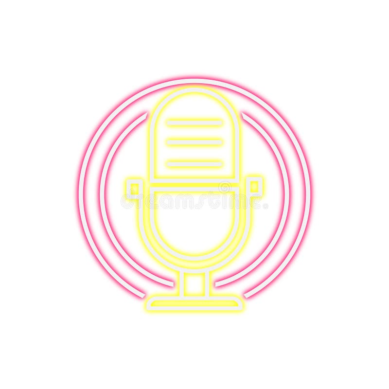 Neon Podcast Mic stock vector. Illustration of radio - 275207944