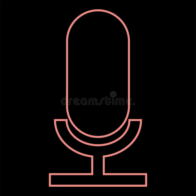 Neon Microphone the Red Color Vector Illustration Flat Style Image ...