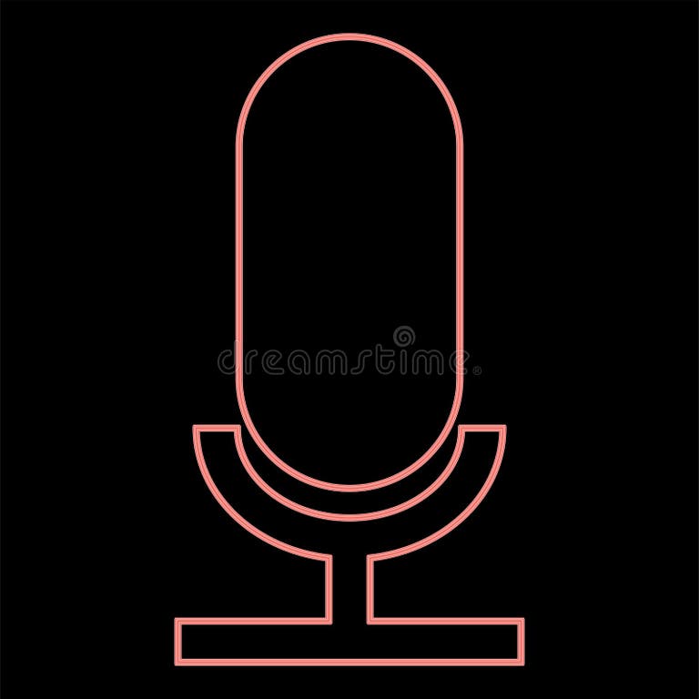 Neon Microphone the Red Color Vector Illustration Flat Style Image ...