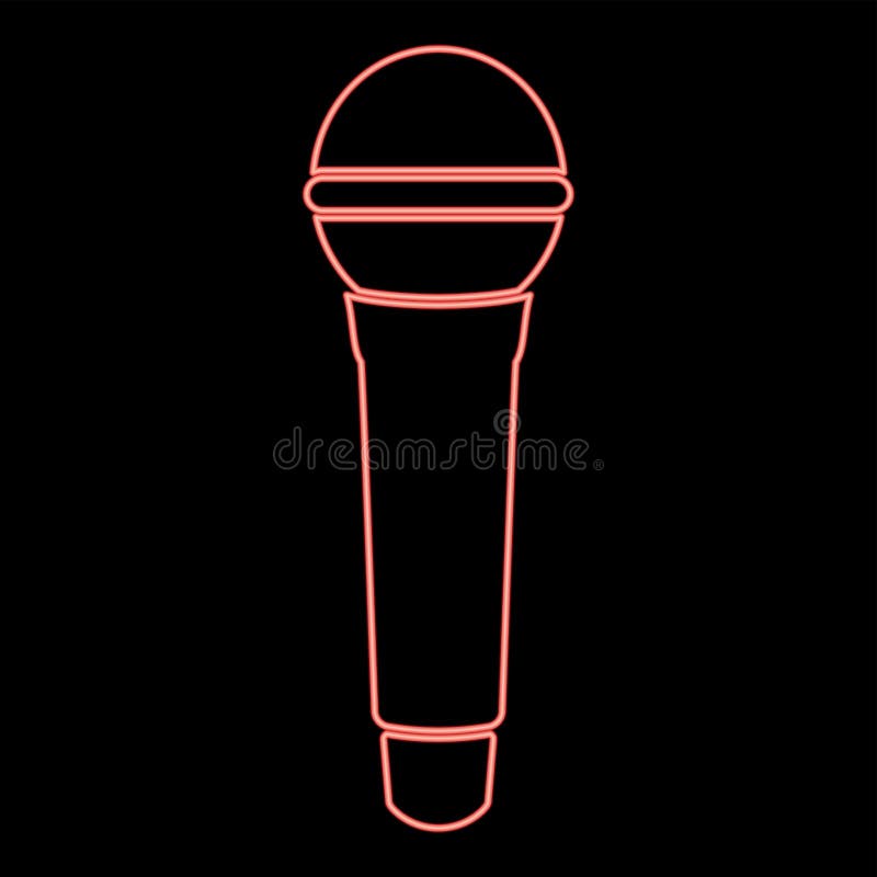 Neon Microphone Red Color Vector Illustration Flat Style Image Stock ...