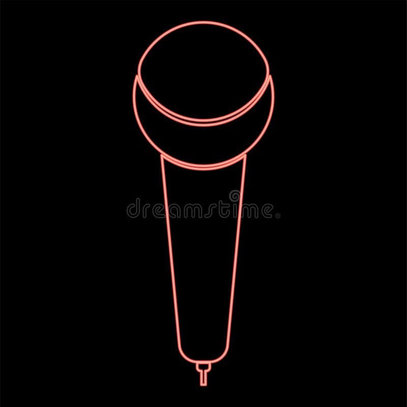 Neon Microphone Red Color Vector Illustration Flat Style Image Stock ...
