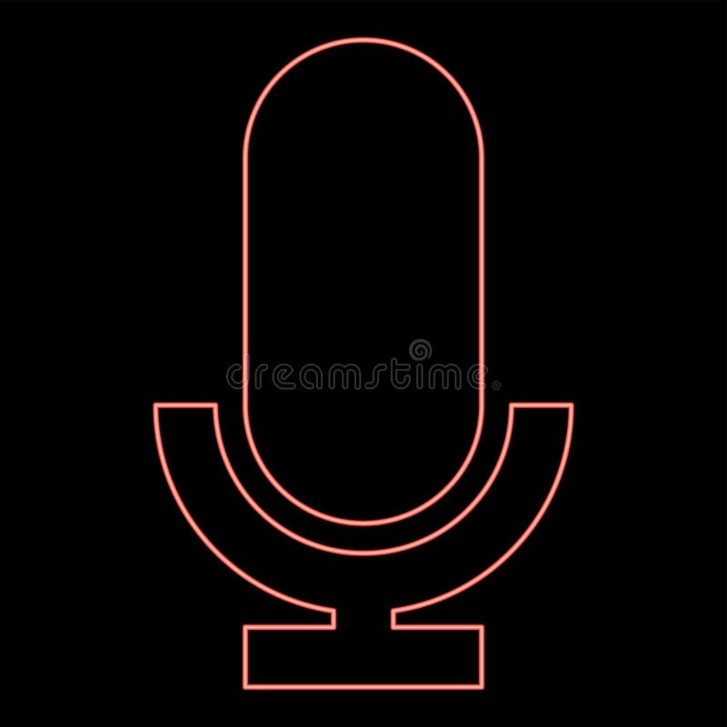 Neon Microphone Red Color Vector Illustration Image Flat Style Stock ...