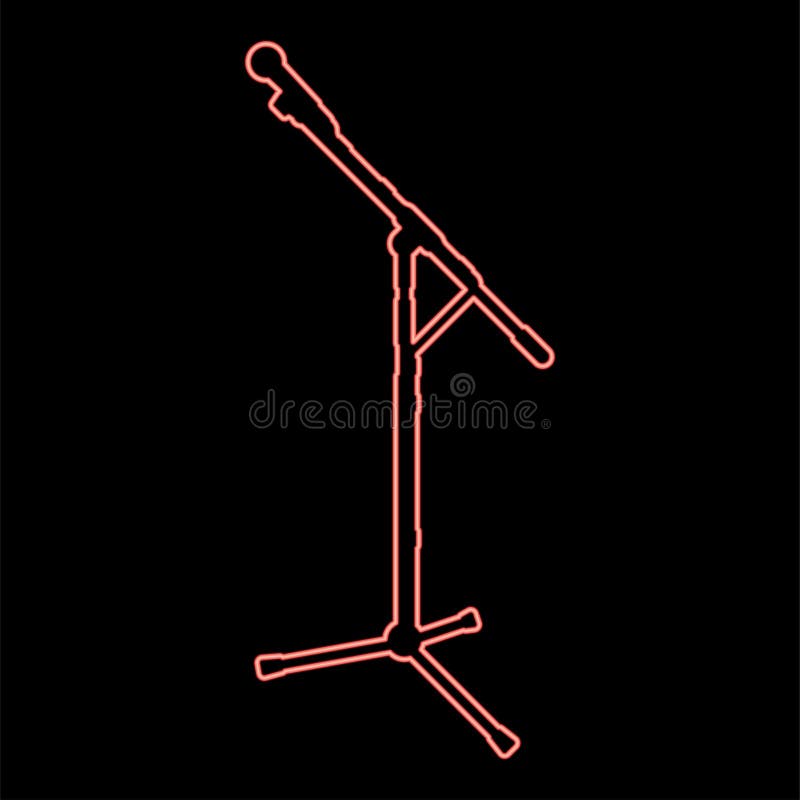 Neon Microphone Red Color Vector Illustration Image Flat Style Stock ...