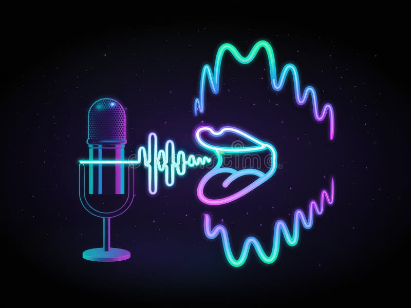 Neon Microphone and Sound Wave Art with Vibrant Colors and Abstract ...