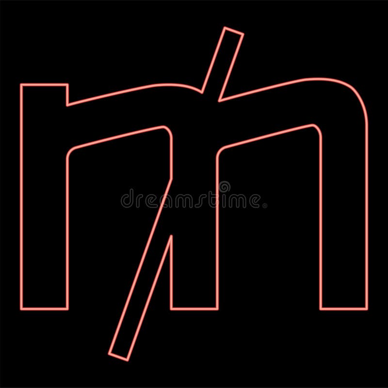 Neon Mill Sign Currency Symbol Red Color Vector Illustration Image Flat ...