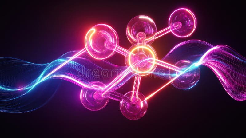 Neon Molecule Structure Representing Innovation and Scientific ...