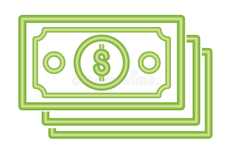Neon Money Bills Stack Icon Stock Vector - Illustration of banking ...