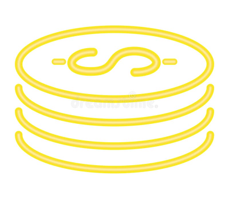 Neon Money Coin Stack Yellow Icon Stock Illustration - Illustration of ...