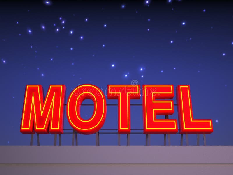 Neon Motel Sign with a Night Sky. Stock Illustration - Illustration of ...