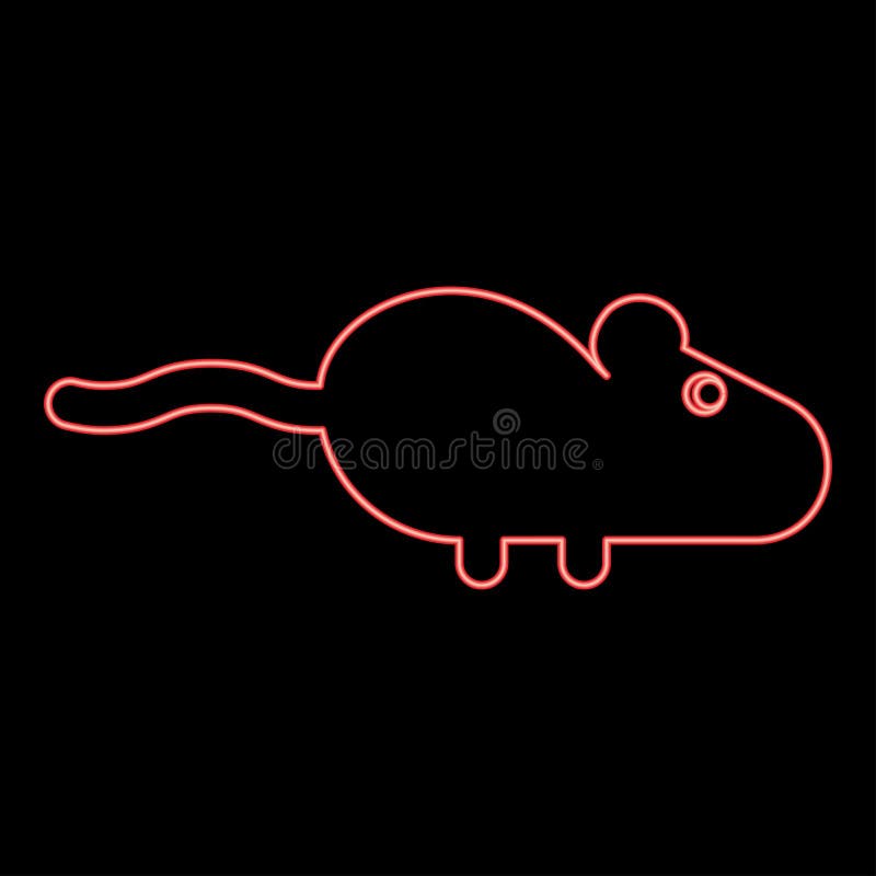 Neon Mouse Silhouette Rodent Red Color Vector Illustration Image Flat ...