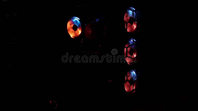 Neon Multi-colored Cooling Cooler in the System Unit of a Gaming ...