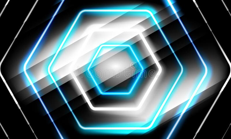 Neon Multicolor Hexagon on Black Background. Glowing Honeycomb ...