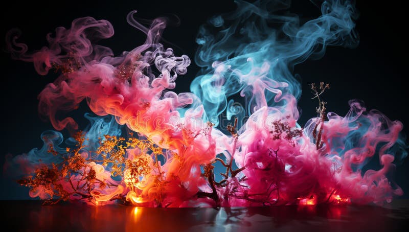 Multicolored Smoke Abstract on White Background,Colorful Smoke Floats ...