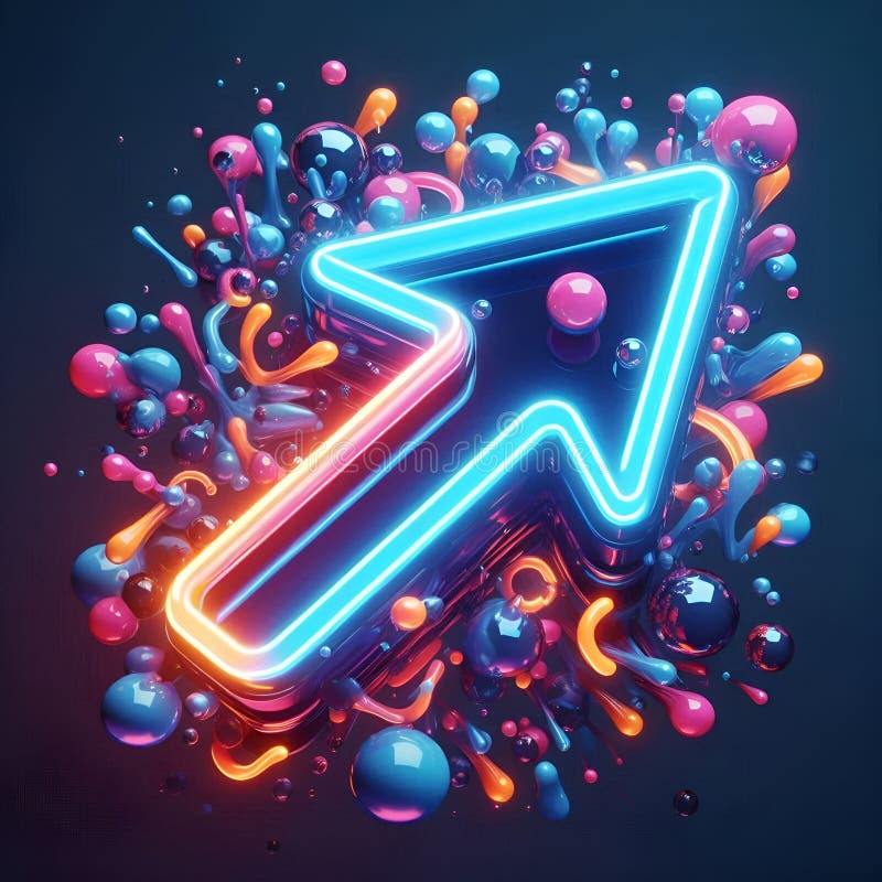 Neon Multicoloured Modern Spark Light Arrow Pointer Cursor Direction 3d ...