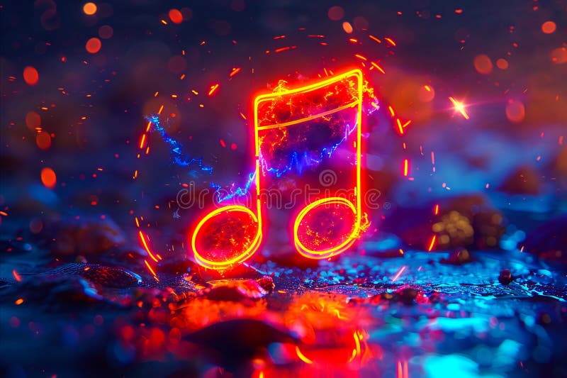 Neon Music Speakers on Black Background. Neural Network AI Generated ...