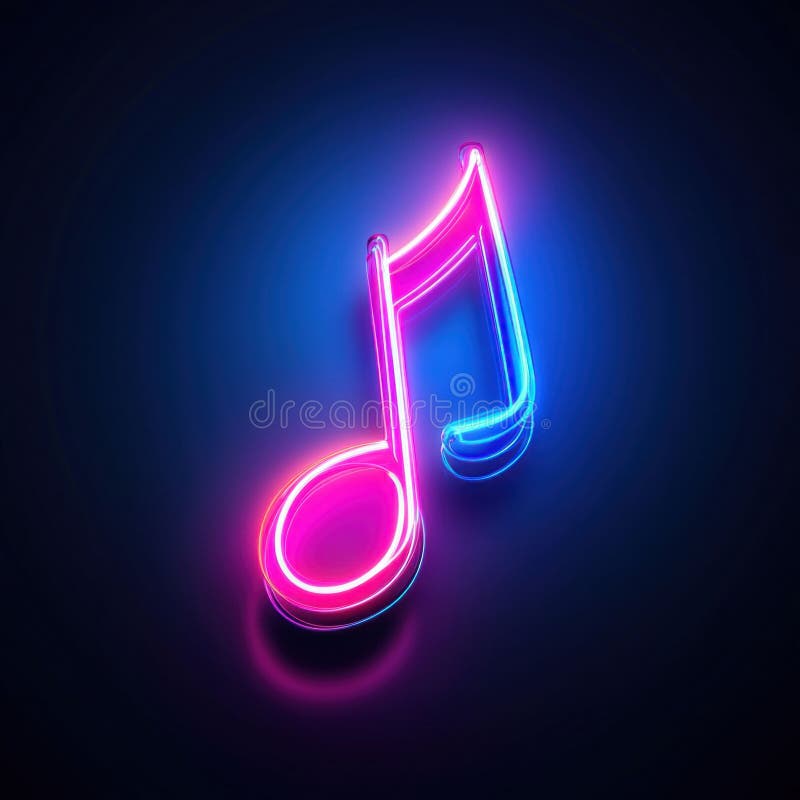 Neon Music Note Icon on Dark Background Stock Illustration ...