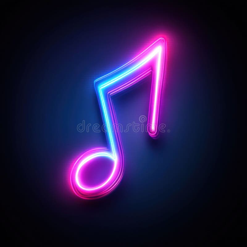 Neon Music Note Icon on Dark Background Stock Illustration ...