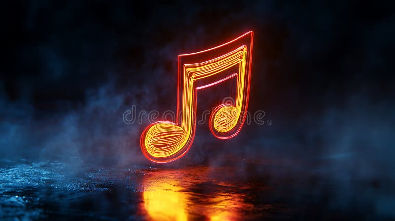 Neon Music Note Symbol with Glowing Red and Blue Light Effect Stock ...