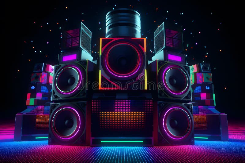 Neon Music Speakers Stock Photos - Free & Royalty-Free Stock Photos ...