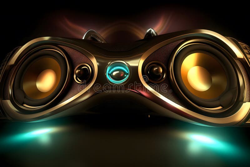 Neon Music Speakers on Black Background. Neural Network AI Generated ...